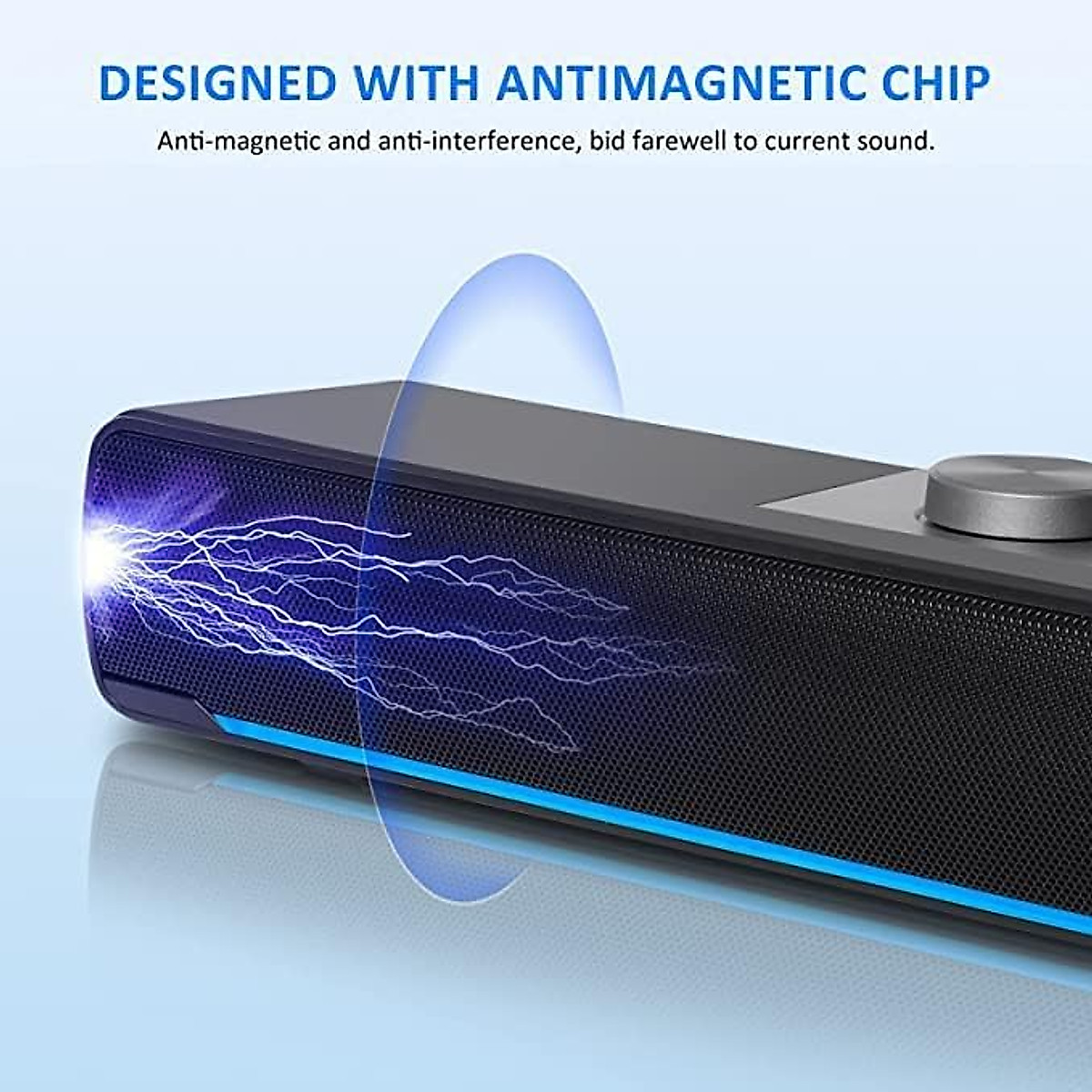 Computer PC Bluetooth Gaming Soundbar Desktop Monitor Speakers HiFi Stereo Wireless with USB Powered PC Speaker for Laptop Smartphones Tablet Ipad