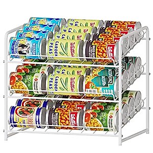 Simple Trending Can Rack Organizer, Stackable Can Storage Dispenser for Kitchen Cabinet or Pantry, White
