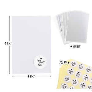 200Pcs Candy Treat Bags 4" x 6" Clear Cellophane Bag Thickening Plastic Party Favor Bags for Birthday Wedding Cookie Gift Lollipop Sticks Chocolate