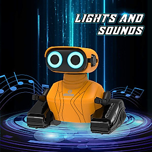 KaeKid Robots for Kids, 2.4Ghz Remote Control Robot Toys with LED Eyes & Flexible Arms, Dance & Sounds, RC Toys for 3 4 5 6 7 8 Year Old Boys Girls (Orange)