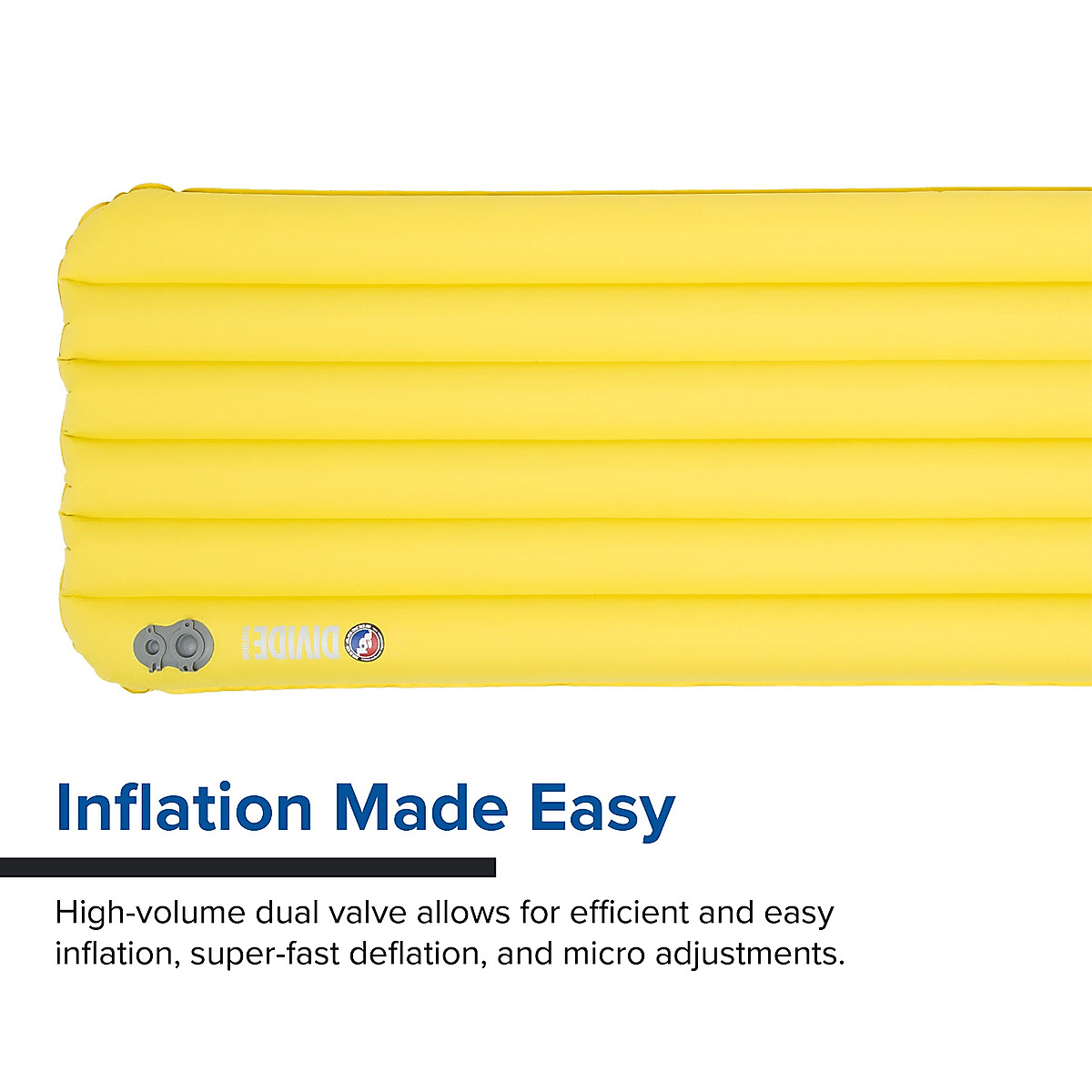 Big Agnes Divide Insulated | Lightweight, Compact, 3-Season Air Chamber Sleeping Pad, Wide Regular, Warm Olive