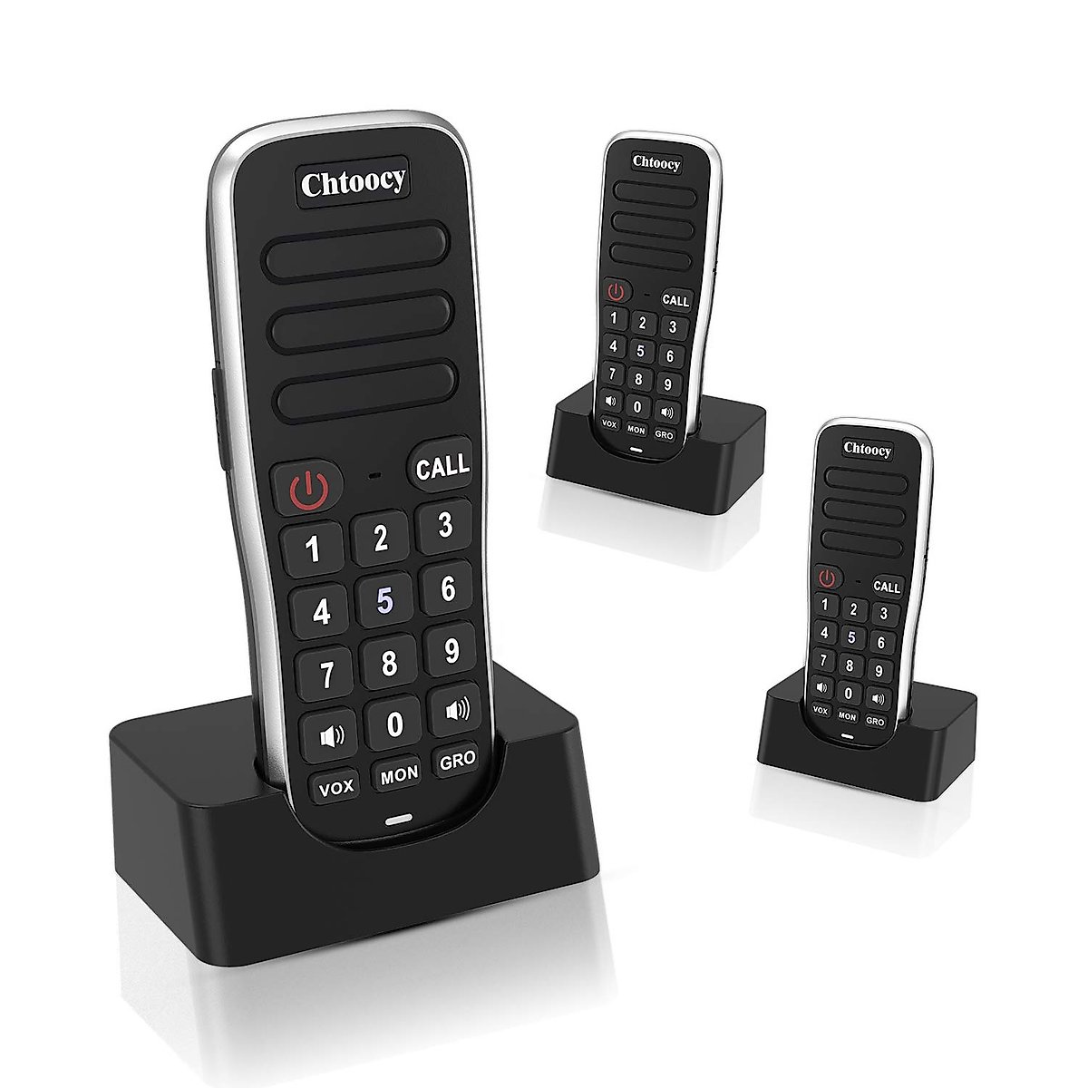 Chtoocy Rechargeable Intercoms Wireless Handheld for Home 1 Mile Range 10 Channel, Chtoocy Rechargeable Wireless Intercom System for Home Business Office, Family Communication System (3 Packs, Black)