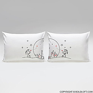 BoldLoft Miss Us Together Couple Pillowcases-Long Distance Relationship Gift for Boyfriend Girlfriend Long Distance Pillowcase I Miss You Gift