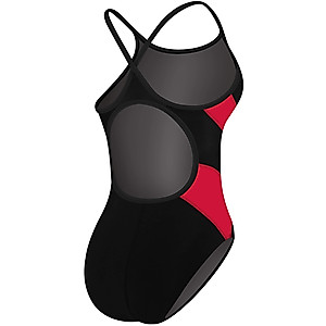 TYR Women's Standard Alliance Diamond Back Splice Swimsuit, Black/Red, 36