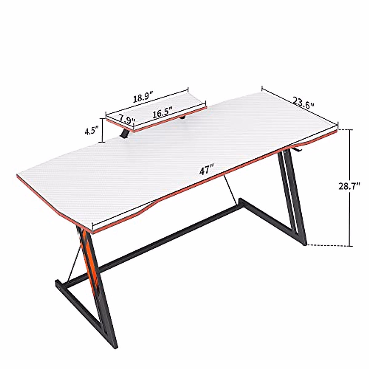 CubiCubi Gaming Desk 47 inch PC Computer Desk, Home Office Desk Gaming Table Z Shaped Gamer Workstation and Headphone Hook, White