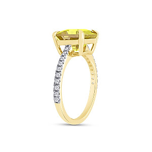 Jewel Zone US Asscher Cut Canary Yellow White Cubic Zirconia Ring in 14k Yellow Gold Over Sterling Silver