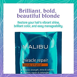 Malibu C Miracle Repair Hair Reconstructor, Blonde Enhancer (1 Packet) - Nourishing Hair Repair Treatment for Damaged Blonde Strands - Relieves Hair Discoloration