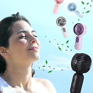 Rossesay 6 Pack Mini Portable Fan Bulk Cute Handheld Fan Lightweight Small Personal Eyelash Fan with 3 Speeds and USB Rechargeable Battery Operated for Outdoor Travel Camping(Multicolor)