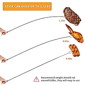 QUTHZZHY Roasting Sticks, Stainless Steel Smore Skewers with Wooden Handle, 32 Inch Extendable BBQ Forks Telescoping Smores Sticks for Fire Pit, Campfire