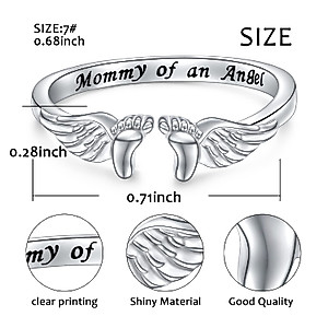 Miscarriage Gifts for Mothers 925 Sterling Silver Miscarriage Ring/Miscarriage Necklace Loss Mommy of an Angel Memorial Jewelry Sympathy Gift for Women Mother Mom Size 9