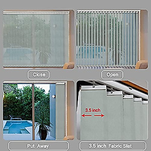 LETAU Cordless Sheer Vertical Window Blinds, Light Fitering, Reduce Sun Glare, UV Protection, White Window Shades for Slidding Door, French window, Room Divider, Glass Wall,OverSized Windows¡­