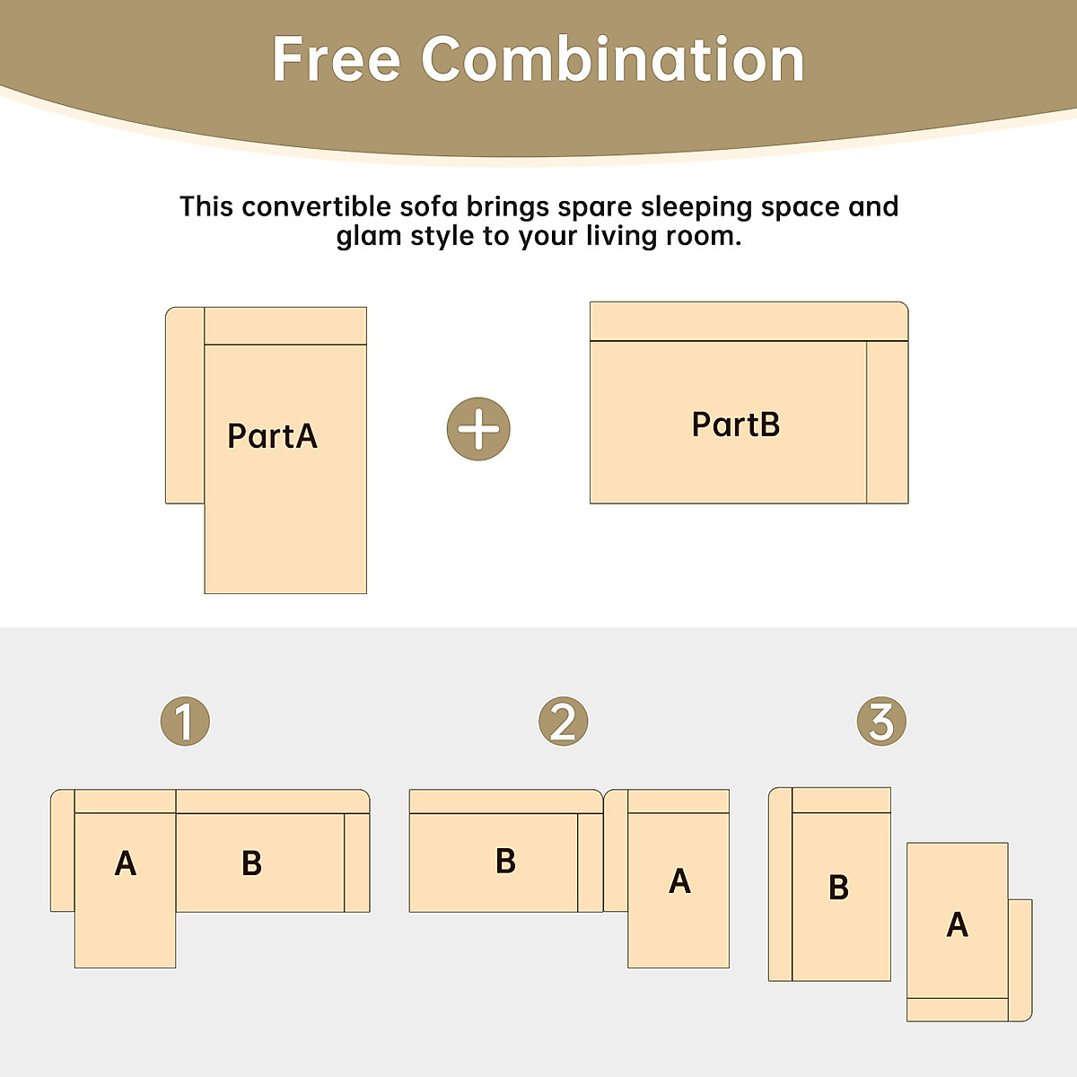 BAMOOLI 104'' Modular Sectional Couch, Modern L-Shape Sectional Sofa with Chaise Lounge, Comfy Lambswool Fabric Corner Sofa Couch, Upholstered 5 Seater Couch for Living Room, Bedroom, Apartment,Orange