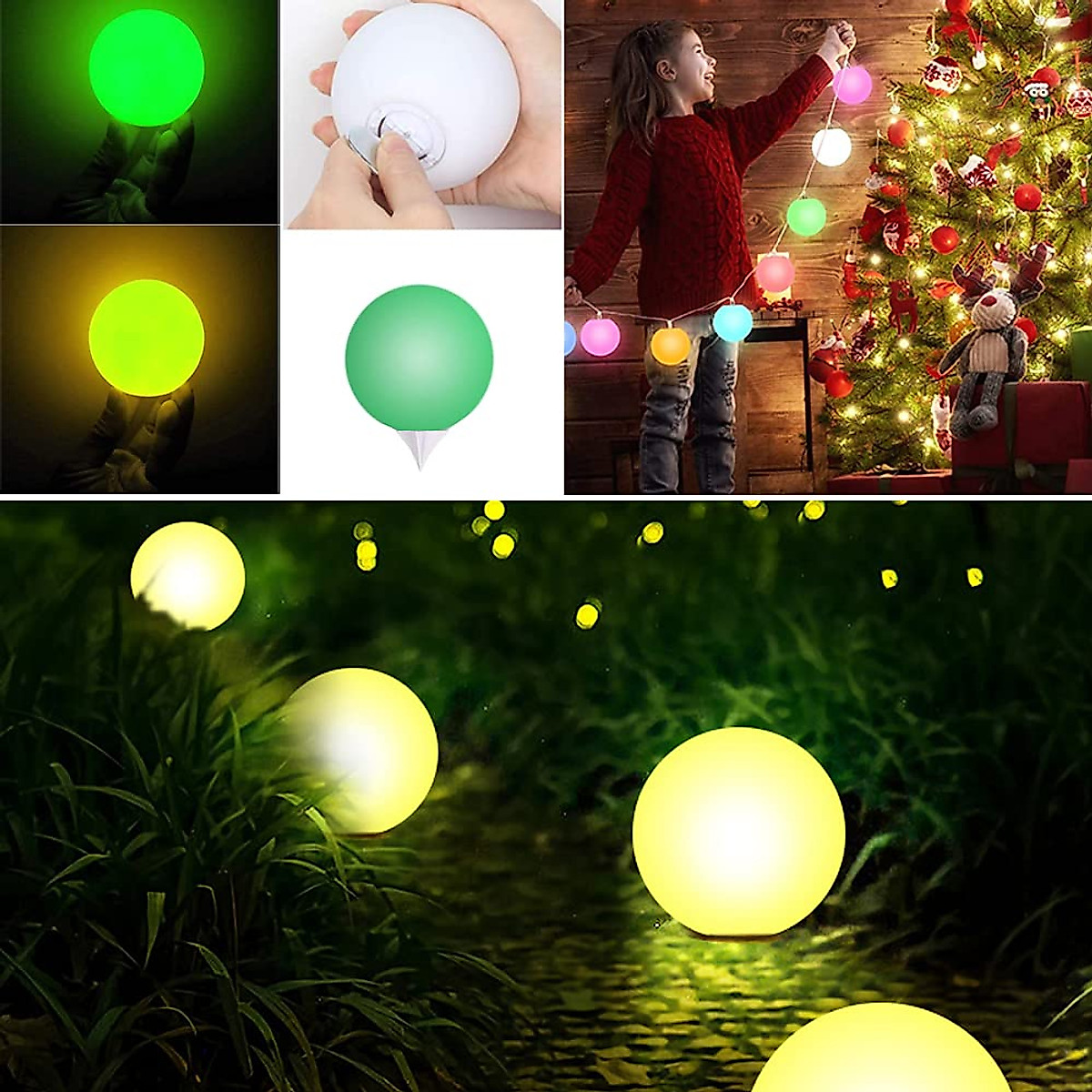 Solar Garden Lights RGB Landscape Pathway Walkway Lights Outdoor Solar Landscape Path Lights,Operated Hanging Waterproof String Light with Remote, Christmas Decoration Lights for Home Holiday Patio