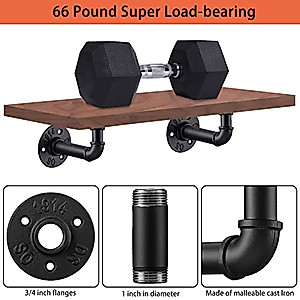 Industrial DIY Pipe Shelf Brackets,Vintage Black Iron Wall Mount Pipe Shelving Bracket, Rustic Home Pipe Shelf,6 Pack