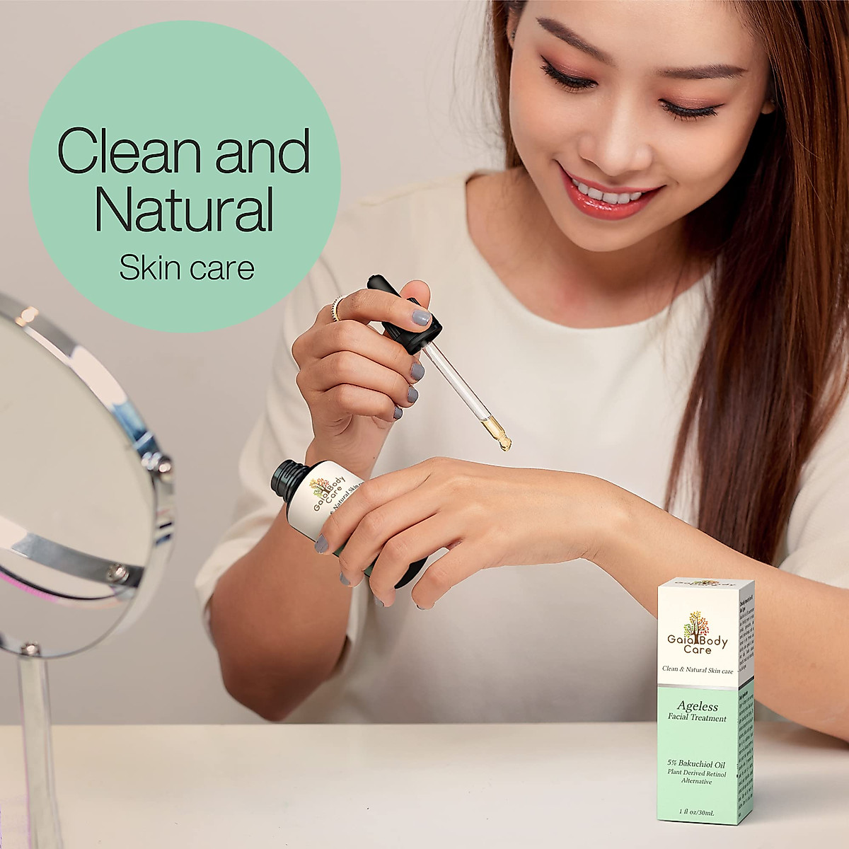 Gaia Body Care 5% Bakuchiol Oil Organic - (1ounce) - Anti Aging, Antiwrinkle, Reduces Fine Lines, Smooths Skin, Hydrates - Plant Based Bakuchiol Serum - Best Retinol Alternative Facial Oil (Rose)