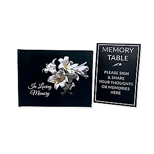 Funeral Guest Book | Memorial Guest Book | Guest Book for Funeral Hardcover | Guestbook for Sign in, Celebration of Life Memorial Service | Funeral Guest Sign Book with Memory Table Card Sign Included