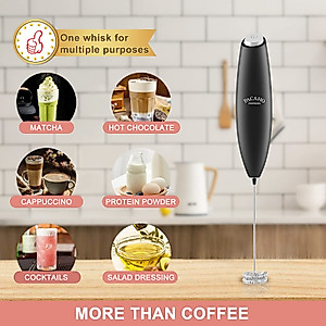 PACAHO Powerful Milk Frother with Double Whisk, Handheld Electric Foam Maker, Hand Mixer Wand, Portable Mini Blender Foamer Stirrer for Coffee, Latte, Matcha,Hot Chocolate