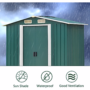 Kinfant Outdoor Storage Garden Shed - 6 x 4 Feet Utility Tool Shed Metal Shed with Vents