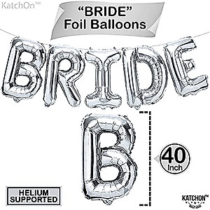 KatchOn, Giant Bride Balloons Silver, 40 Inch - Bachelorette Party Decorations | Silver Bride Balloons for Bridal Shower Decorations | Bridal Shower Balloons | Bride Balloon Silver, Engagement Décor