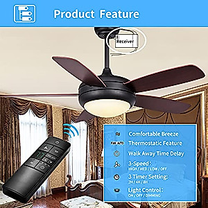 Universal Ceiling Fan Remote Control Kit Replacement for Hampton Bay Home Decorators Collection Hunter Harbor Breeze, 3-Speed Timer Light Dimmer Thermostatic Control, 2AAZPHD3/HD3 KUJCE10320/TR222A