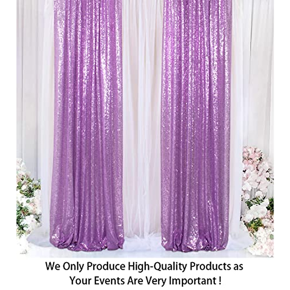 Sequin Curtains 2 Panels Lavender 2FTx8FT Sequin Photo Backdrop Sequin Backdrop Curtain Pack of 2-1011E