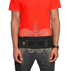 Sparthos Sacroiliac Si Hip Belt Relief from Si Joint, Sciatica, Pelvis, Lower Back Pain - Support Brace for Women and Men - for Sacral Nerve, Hip Loc Tilt Up Belts Braces (Black-REG)