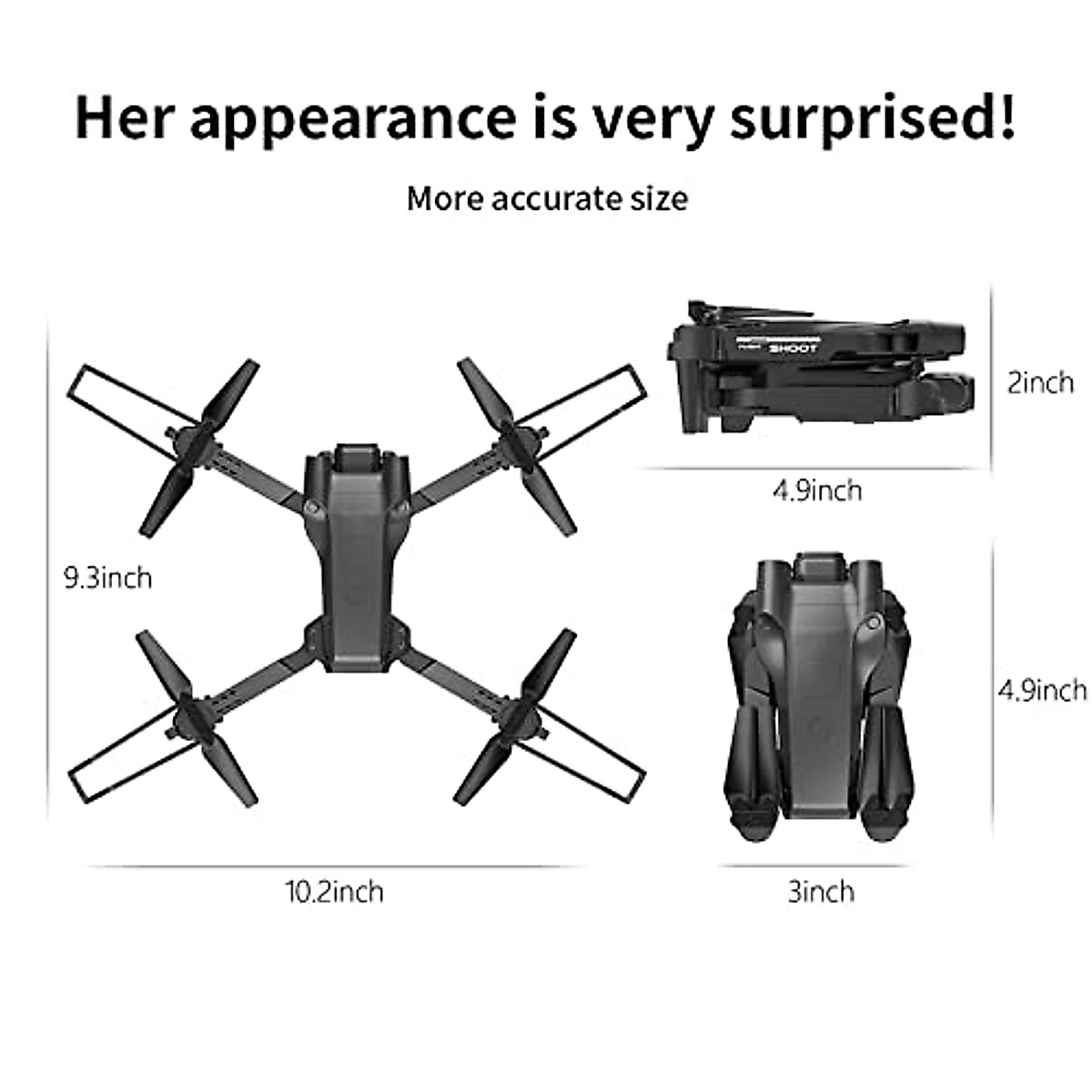 Drones with Camera for Adults 4k HD FPV, Foldable Remote Control Toys Gifts for Kids, with Altitude Hold Headless Mode, Quadcopter with Led Flash Bar, One Key Start Speed Adjustment, 3D Flips