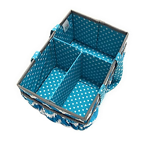 Bacati Mix and Match Nursery Fabric Storage Caddy with Handles, Turquoise