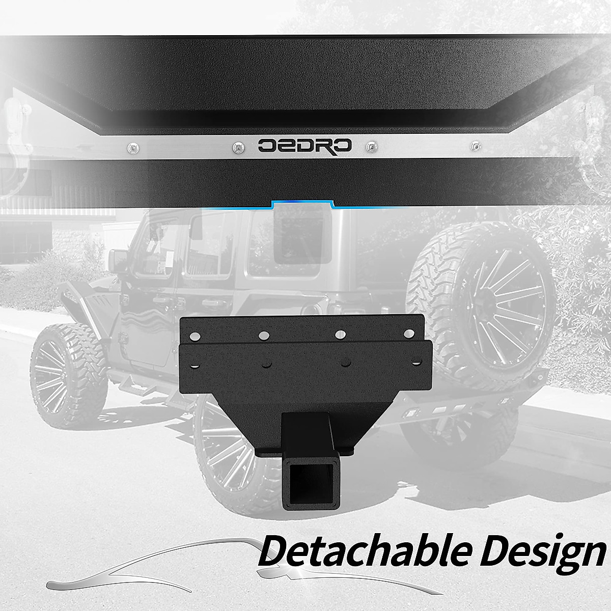 OEDRO Rear Bumper w/Tire Carrier Compatible for 2018-2025 Jeep Wrangler JL & Unlimited JLU (2/4 Doors), Full Width Back Bumper w/Hitch Receiver & D-Rings & Reflective Armor