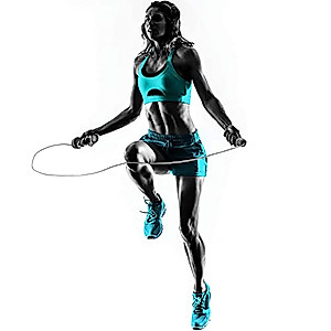 Weighted Jump Rope - (1LB) Solid PVC for Crossfit and Boxing - Heavy Jump Rope with Memory Non-Slip Cushioned Foam Grip Handles for Fitness Workouts Endurance and Strength Training