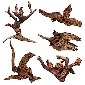 5Pcs Driftwood Branches Aquarium Wood Decoration Natural Fish Tank Habitat Decor Wood for Lizard Assorted Size,Small