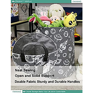 FANKANG Storage Basket, Nursery Hamper Canvas Laundry Basket Foldable with Waterproof PE Coating Large Storage Baskets for Kids Boys and Girls, Office, Bedroom, Clothes,Toys（Space Planet）