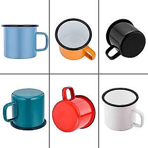TeamFar Coffee Mug, 12 oz Tea Enamel Mug Camp Drinking Cups, White/Blue/Green/Black/Red/Yellow Vintage for Indoors and Outdoors, Non Toxic & Portable, Attractive Color & Classic Design - Set of 6
