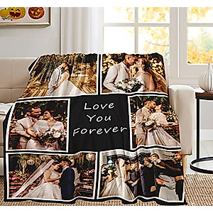 Juantao Custom Blanket with Photo Personalized Picture Blanket Customized Couples Gifts for Boyfriend Girlfriend Wife Husband Birthday Valentine Anniversary Wedding Gift for Him Her Women Men