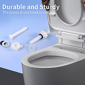 2 Pack White Universal Toilet Seat Screws, Toilet Seat Bolts Replacement Kit, with Nut and Washer, for Top Mounted Toilet Seat Hinges
