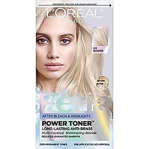 L'Oreal Paris Feria Long-Lasting Anti Brass Power Hair Toner, Ice Blonde, 1 Application