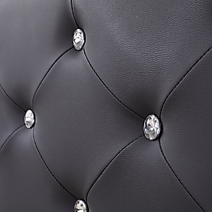 Kallabe Bed Frame Queen Size with Headboard, LED Leather Bed Frame Queen, Upholstered Platform Bed with USB Ports & Socket, APP Control, No Box Spring Needed, Black, TMY-US1015815-5