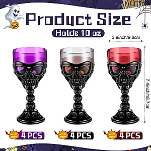 Teenyyou 12 Pcs Head Halloween Skull Goblet 12 oz Plastic Gothic Wine Cup Water Drinking Cup for Halloween Mug Party Design Bar Fancy Haunted Martini Home Drinking Ktv Store Carnival House Supplies