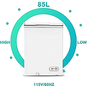 3.5 Cu Ft Compact Chest Freezer, with Removable Basket, Flip-up Lid, Adjustable thermostat, 7 Temperature Setting, for Apartment, Garage, Restaurant (White)