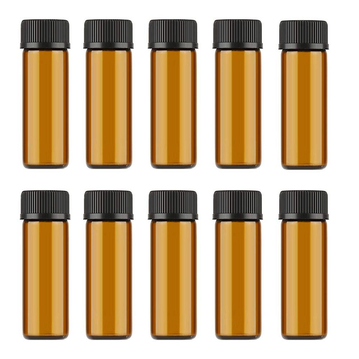 Elfenstall 10PCS 5ML 1/6oz Amber Glass Bottle with Orifice Reducer and Screw Cap For Essential Oil Perfume Liquid DIY Sample Vials 1pc Clean Cloth + free 3ml Dropper