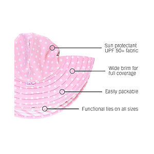 RuffleButts® Baby/Toddler Girls Pink Polka Dot and Pink Stripe Reversible Swim Hat - 0-12m