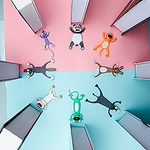 8 Pieces 3D Cartoon Animal Bookmark Set for Kids Novelty Funny Cute Bookmarks Squashed Animals Reading Bookmark Stationery Presents Party Favors for Kids Student