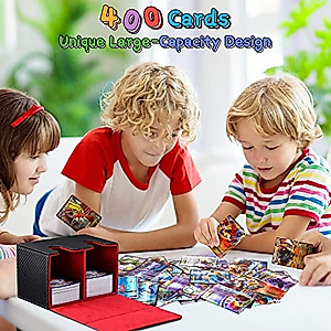 IDJWVU MTG Deck Card Box for 400+ Cards - PU Leather, Magnet Holder, Ideal for Collectible Trading Cards - Gift for Kids and Adults (400+)