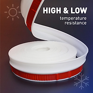 FOSLUOC Garage Door Seal Top and Sides Seal Strip White 34 FT Adhesive Backed Rubber Weather Stripping Replacement Weatherproofing Universal Sealing