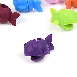 Cosmos Pack of 8 Assorted Colors Fish Shape Drink Markers & Wine Charm Tags for Stemless Glasses, Beer Mugs & More