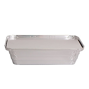PARTY BARGAINS 2.25 Lb. Aluminum Pans with Lids - Set of 100 Pack with Board Lids, 8" x 6" Disposable Roasting and Steam Table Pans for Catering, Take-Out, Meal Prep (Max 240°C)