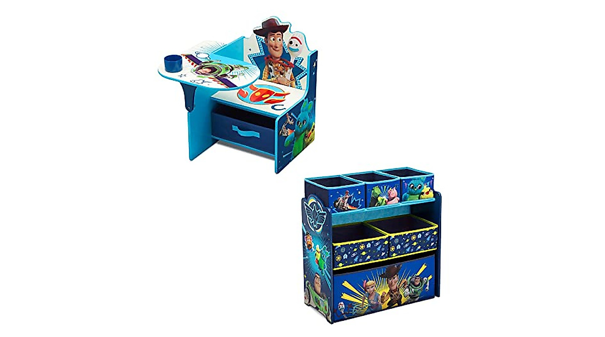 Delta Children Toy Story Desk & 6 Bin Storage Bundle