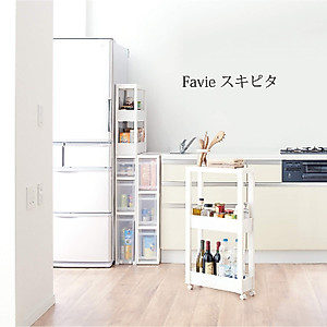 Tenma Fabier W-002W Skipita Wagon, 3 Tiers, Wide, White, Width 10.6 x Depth 17.7 x Height 33.5 inches (27 x 45 x 85 cm)