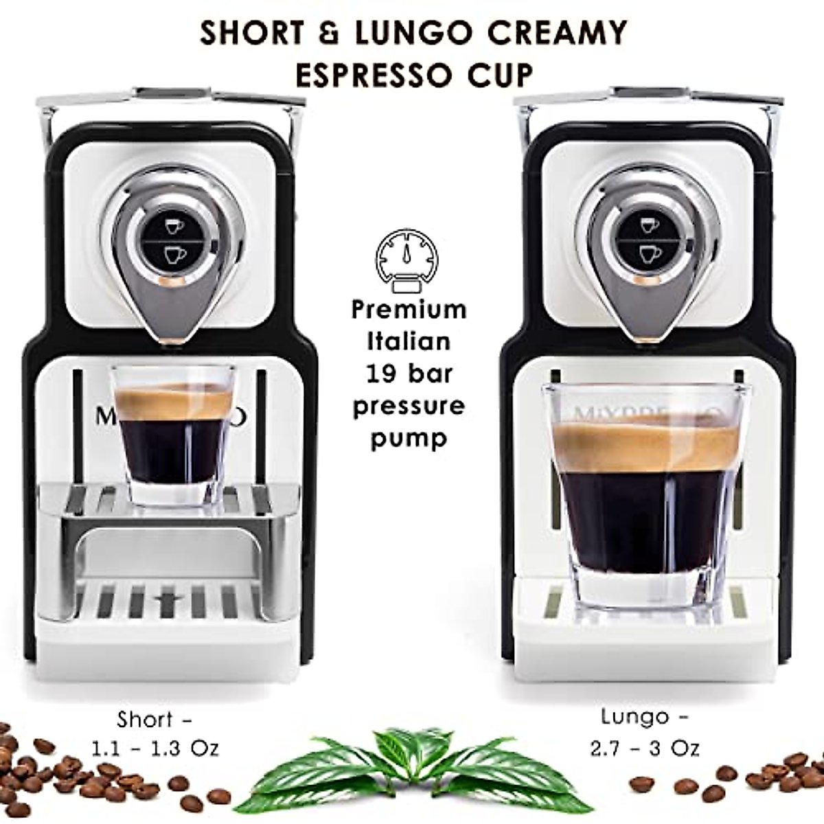 Mixpresso Espresso Machine for Nespresso Compatible Capsule, Single Serve Coffee Maker Programmable Buttons for Espresso Pods, Premium Italian 19 Bar Pressure Pump 23oz, Small Espresso Machine 1400W