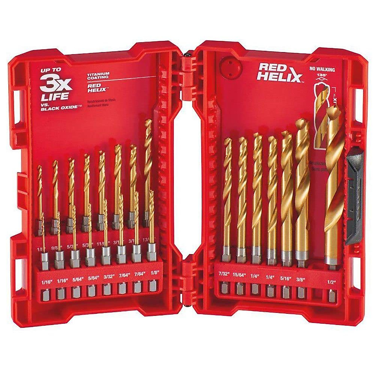 48-89-4631 Shockwave Red Helix Titanium Drill Bit Set, 23 Piece